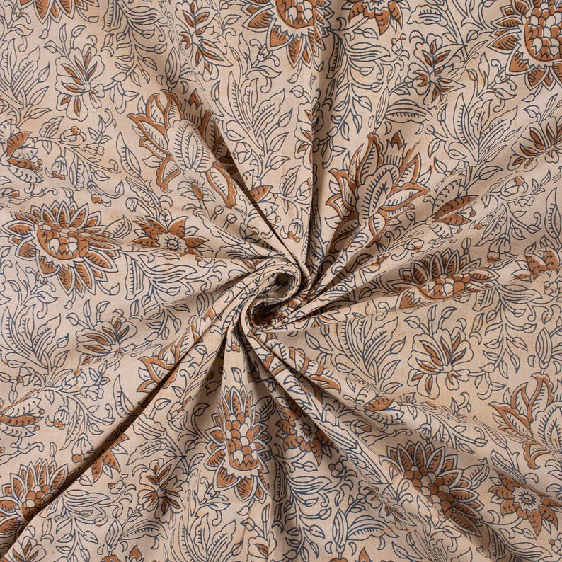 Mustard Color Bundles Fabric Hand Block Printed Dabu Floral Fabric ...
