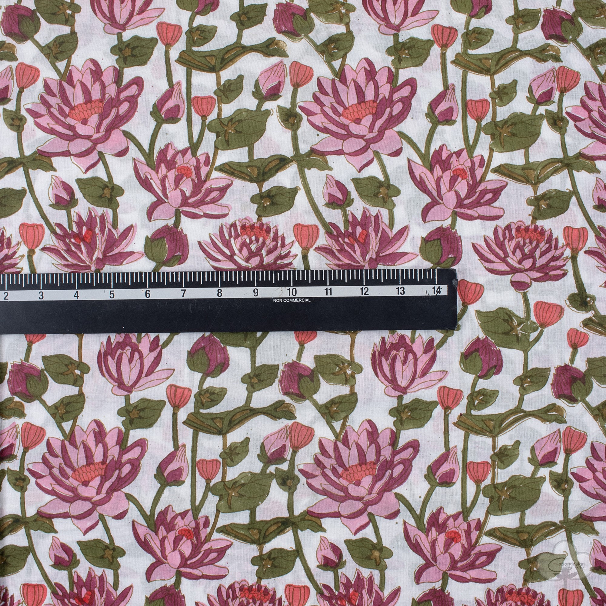 Peach Pink, Muddy Light Brown Floral Batik Ikat Print Fabric Hand Block ...