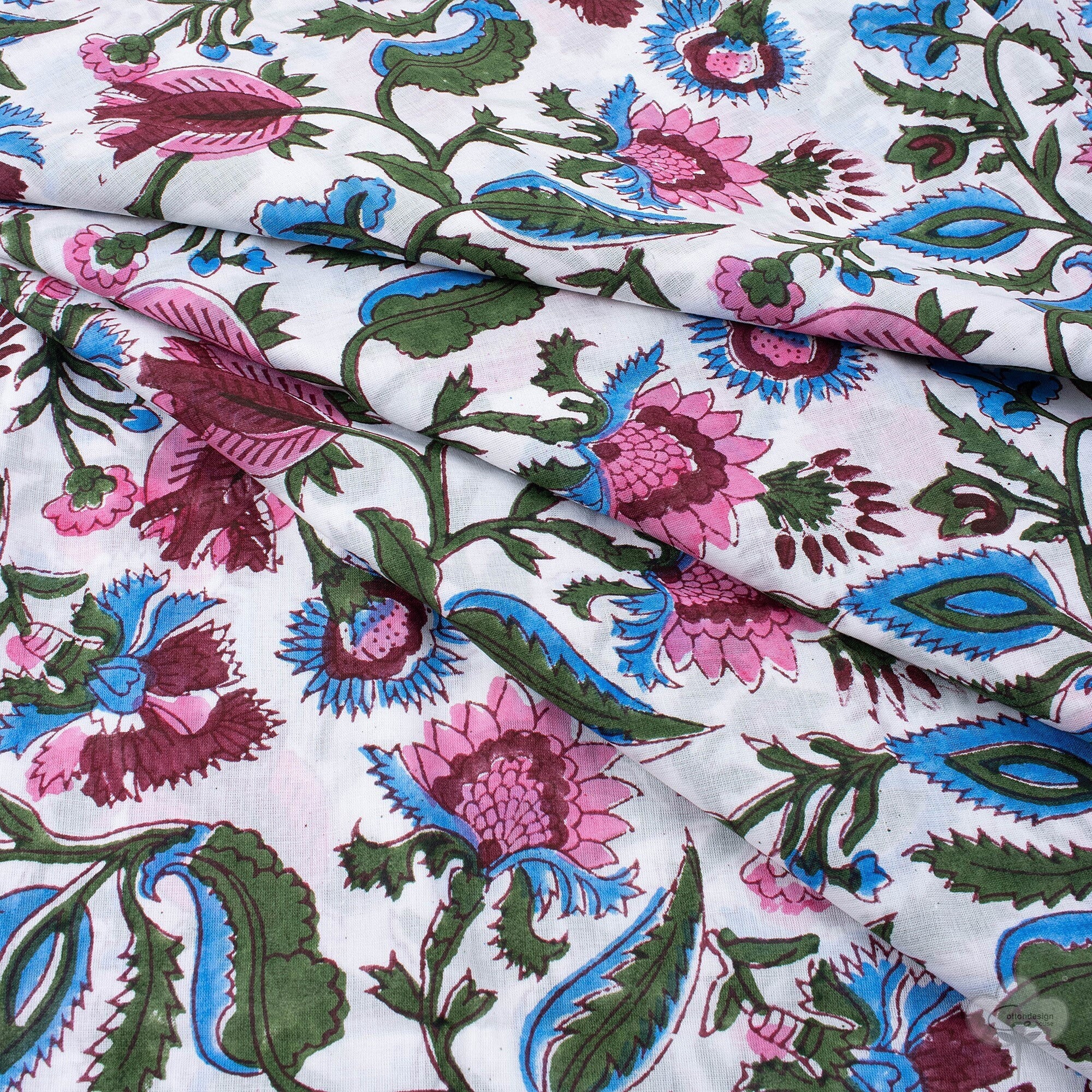 Multi Color Hand Block Print Fabric Indian 100% Pure Cotton Natural ...
