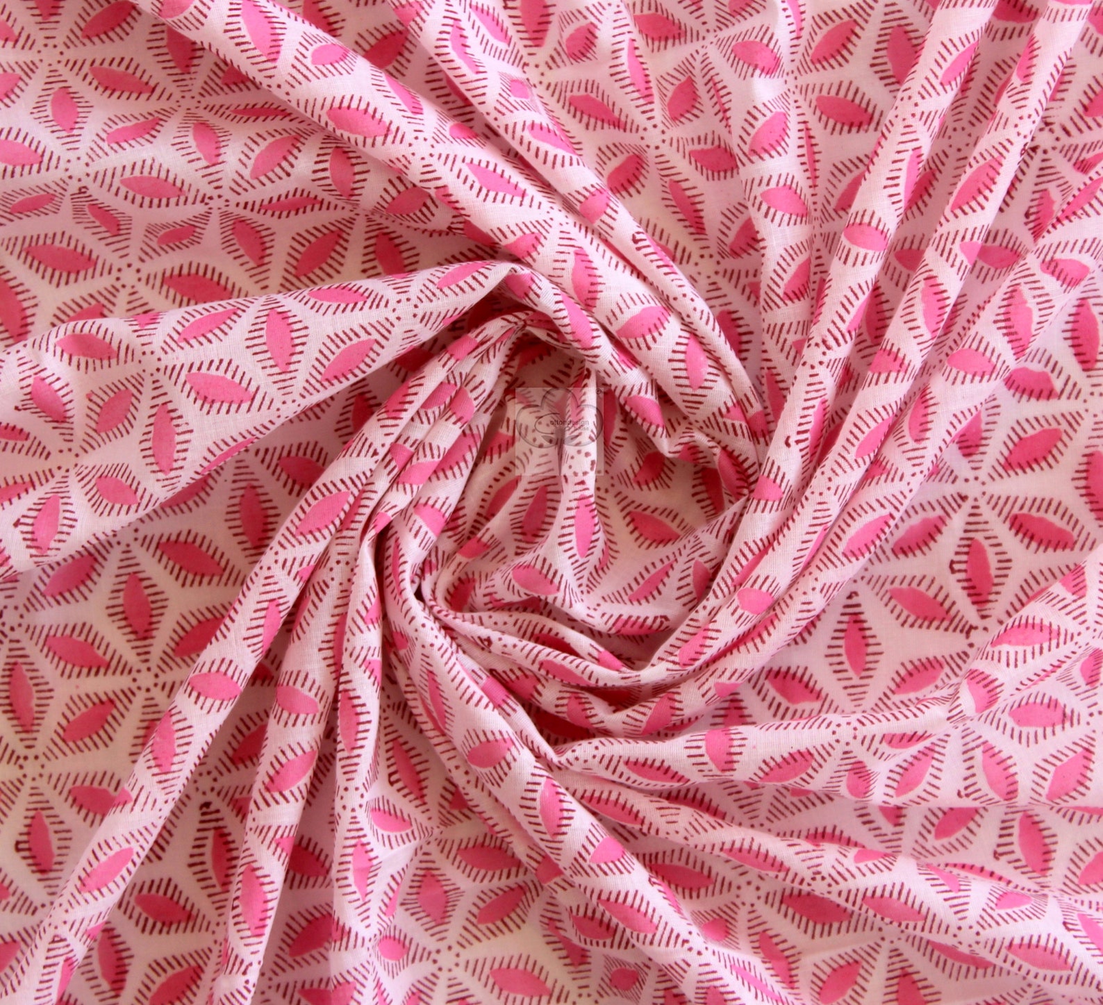 Pink India Block Print Cotton Fabric, Soft Voile by the Yard - Etsy