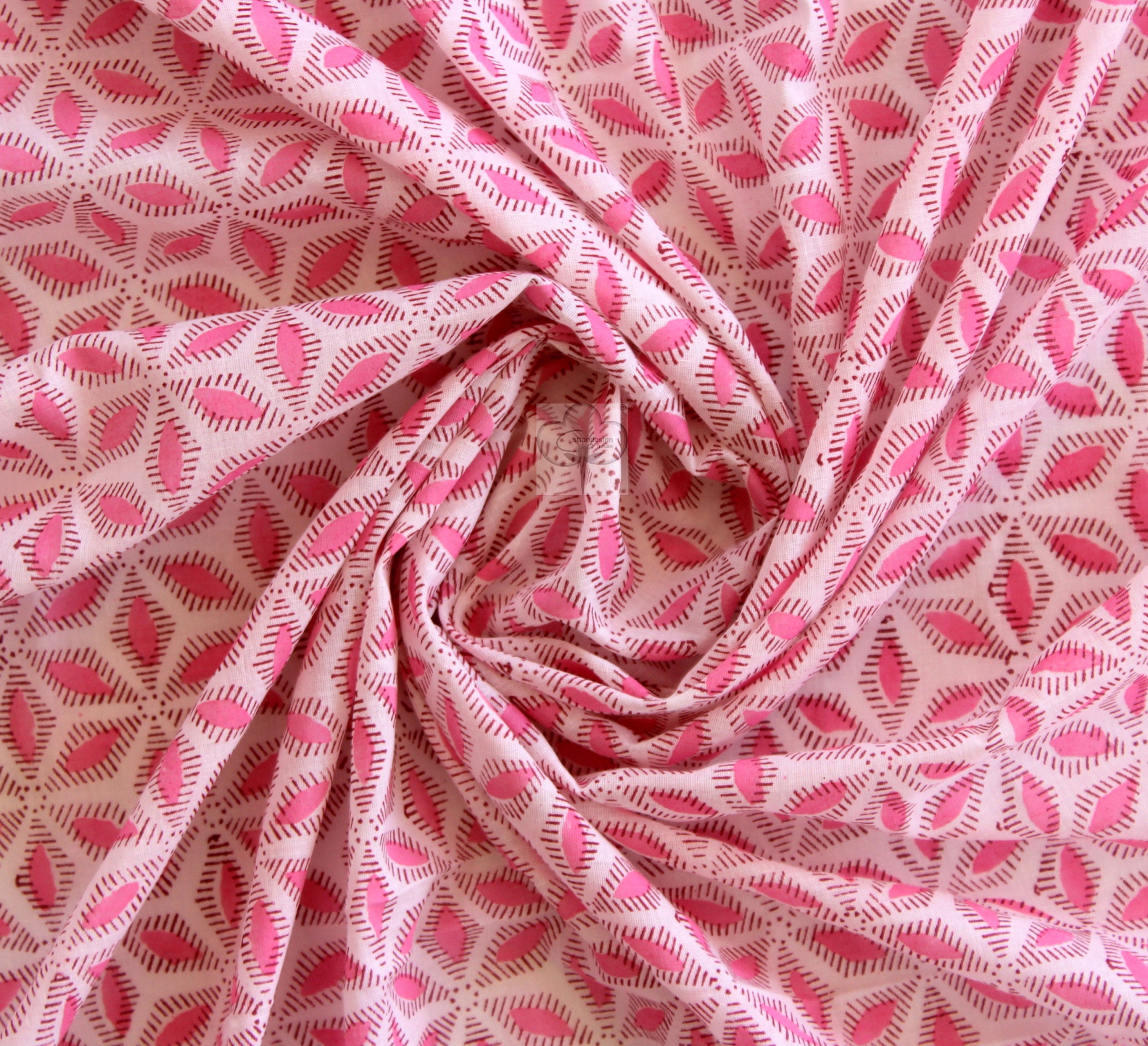 Pink India Block Print Cotton Fabric, Soft Voile by the Yard - Etsy
