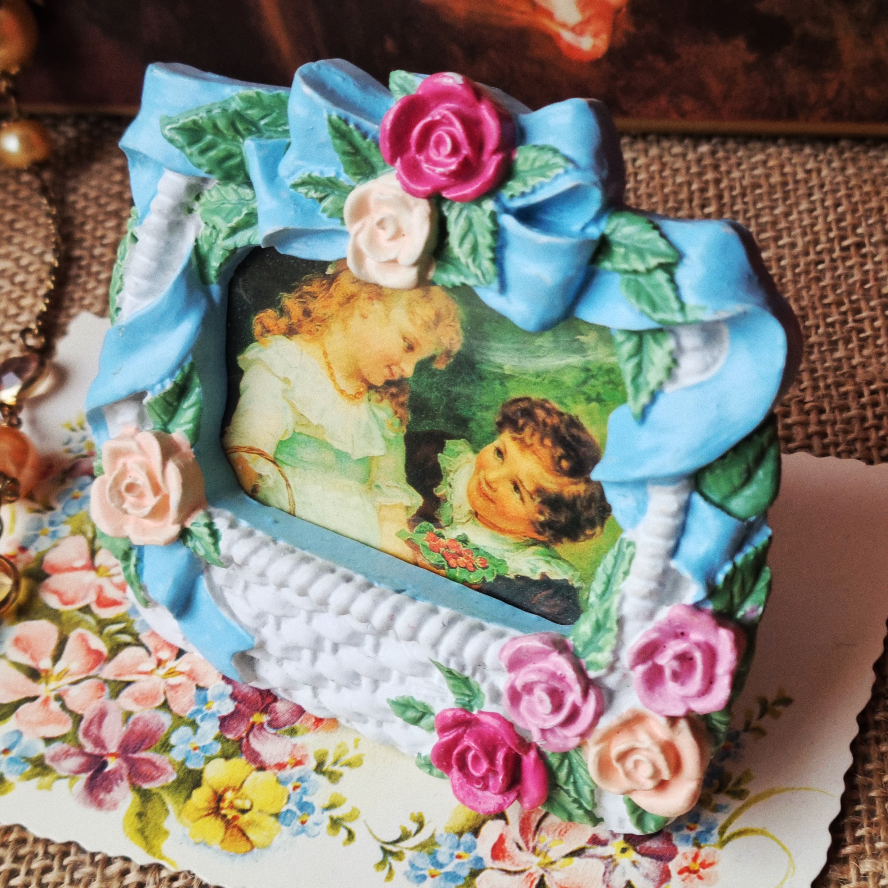 Vintage Rustic Romantic Picture Frame Kitsch Retro Shabby Chic Roses ...