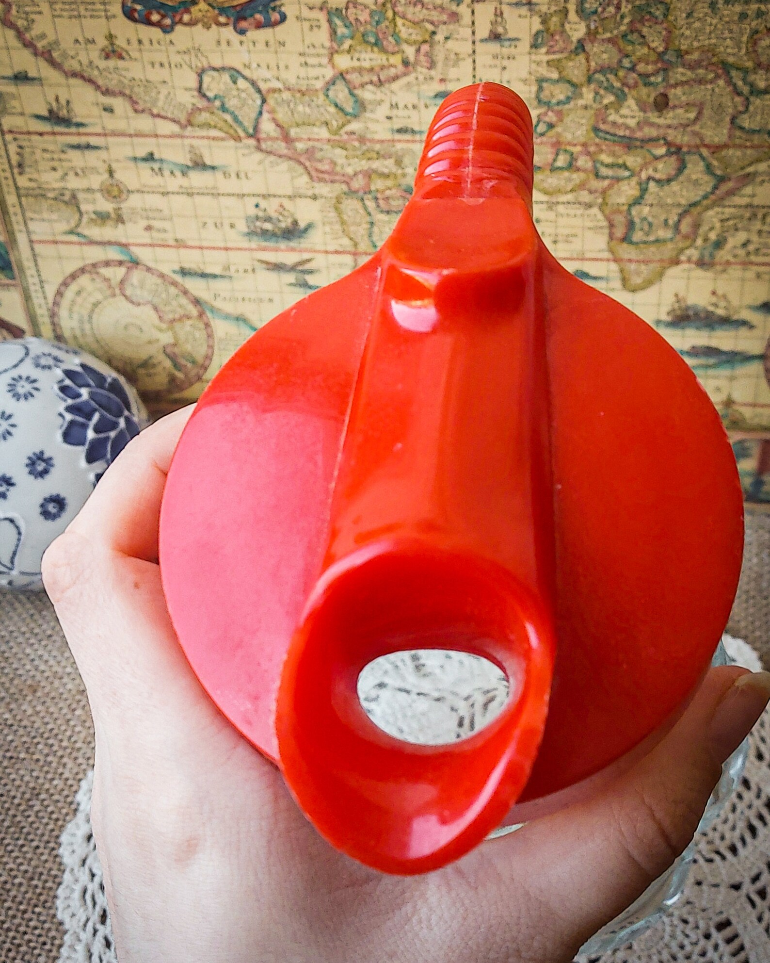 Vintage 60s 70s MCM Space Age Glass Red Plastic Mello Juice Jug Sixties ...