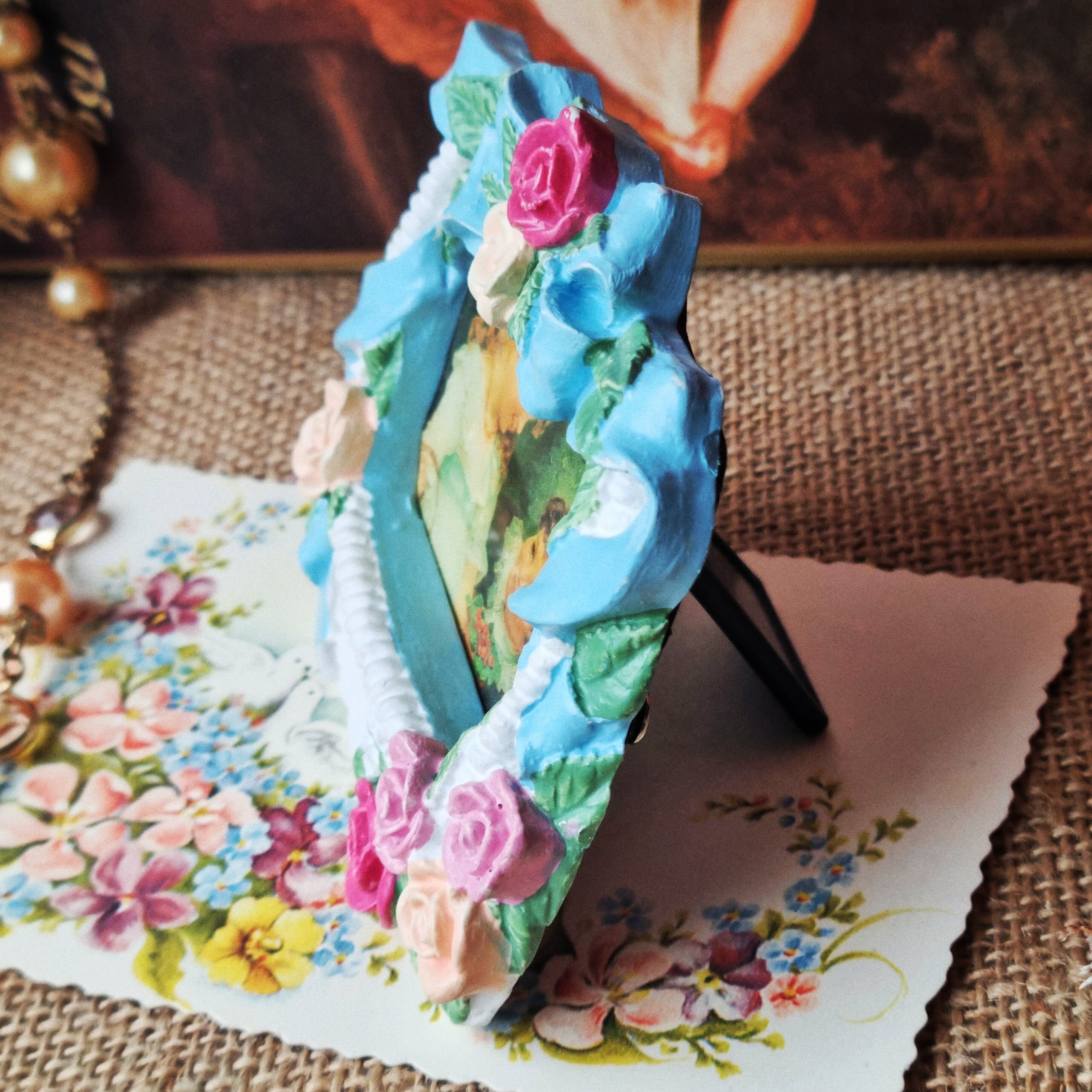 Vintage Rustic Romantic Picture Frame Kitsch Retro Shabby Chic Roses ...