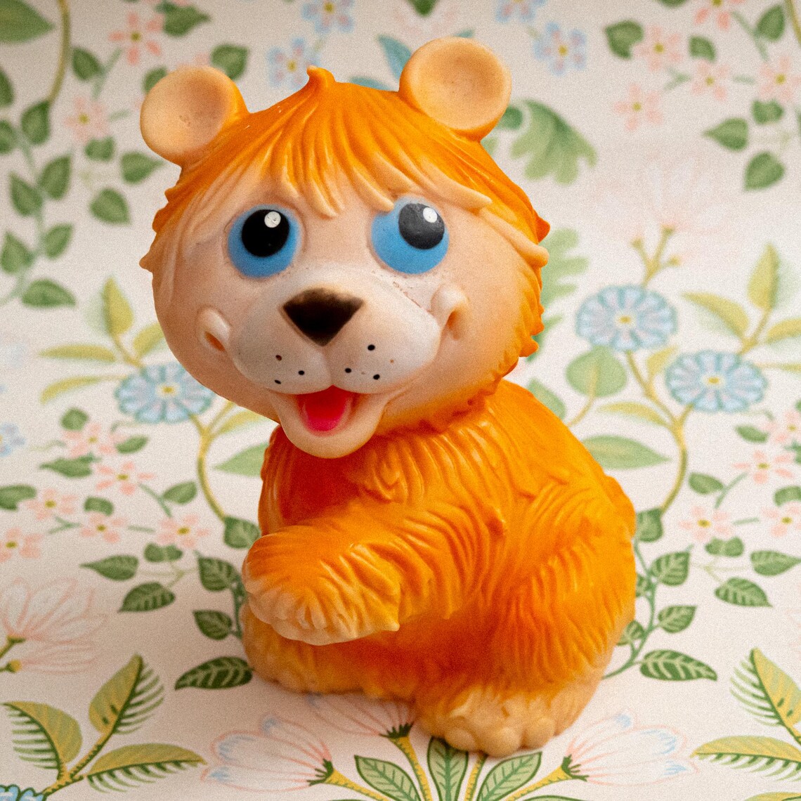 Vintage Soviet Rubber Bear Toy 1980s USSR Orange Blue Eyes Retro ...