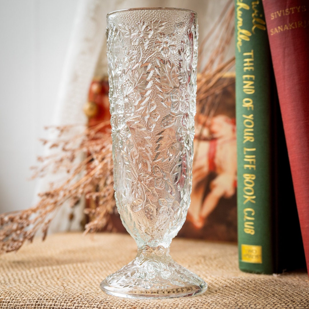 Vintage Floral Glass Parfait Glass | Retro | Elegant Romantic Glassware ...