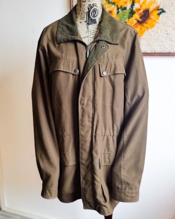 Men's Unisex Vintage Olive Green Outdoor Jacket, EU 5… - Gem