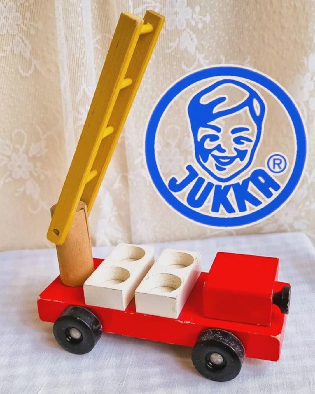 Vintage Finnish Jukka Wooden Fire Truck 1990s | Scandinavian Wooden Toy ...