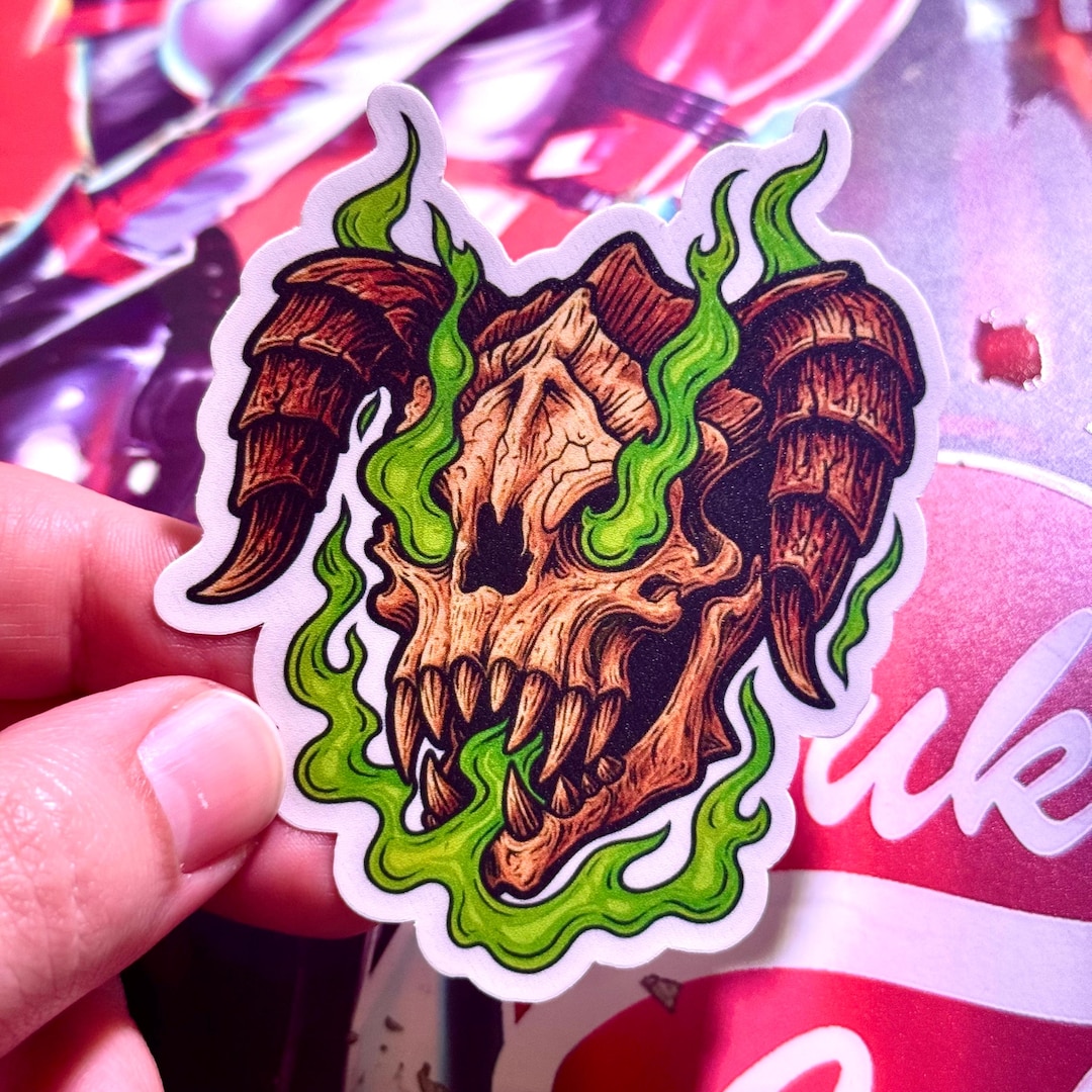 Radioactive Deathclaw Skull: Fallout Handmade Gaming Sticker - Etsy