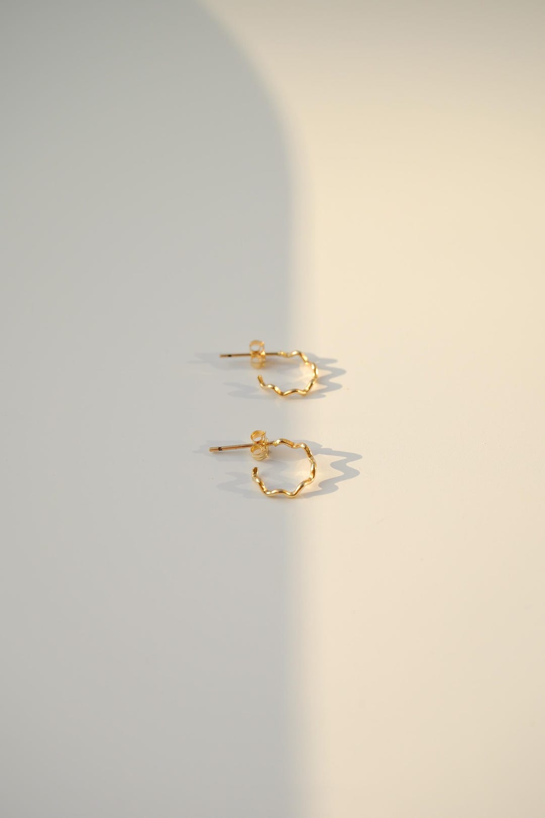 Wavy Gold Hoop Earrings, 14K Gold Filled Mini Hoops, Wave Stud Hoops ...