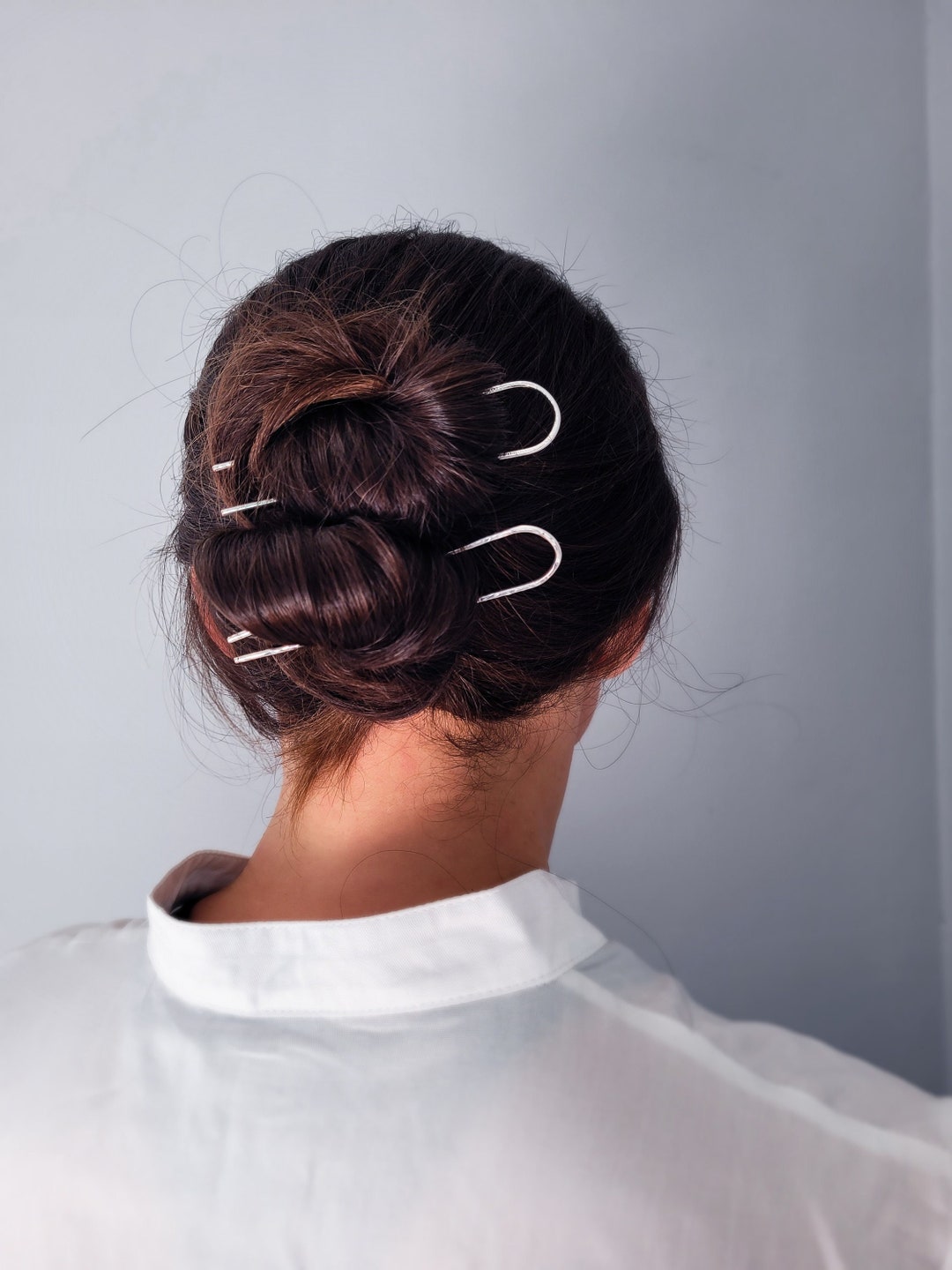 Mini Hair Pin, Silver Hair Fork, Sustainable Hair Accessories, Silver U ...