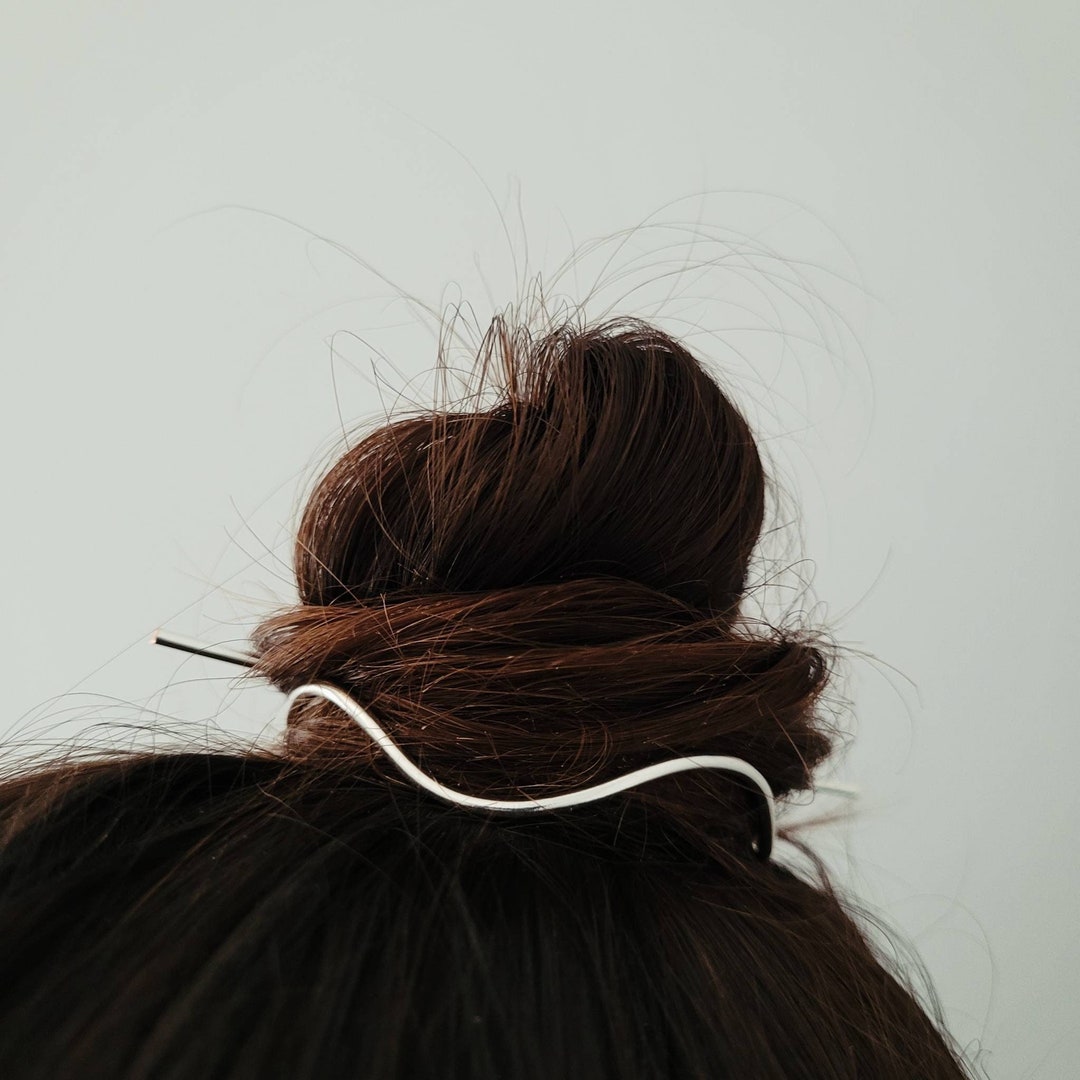Silver Bun Holder, Silver Hair Cuff, Wave Hair Slide, Hair Accessories ...