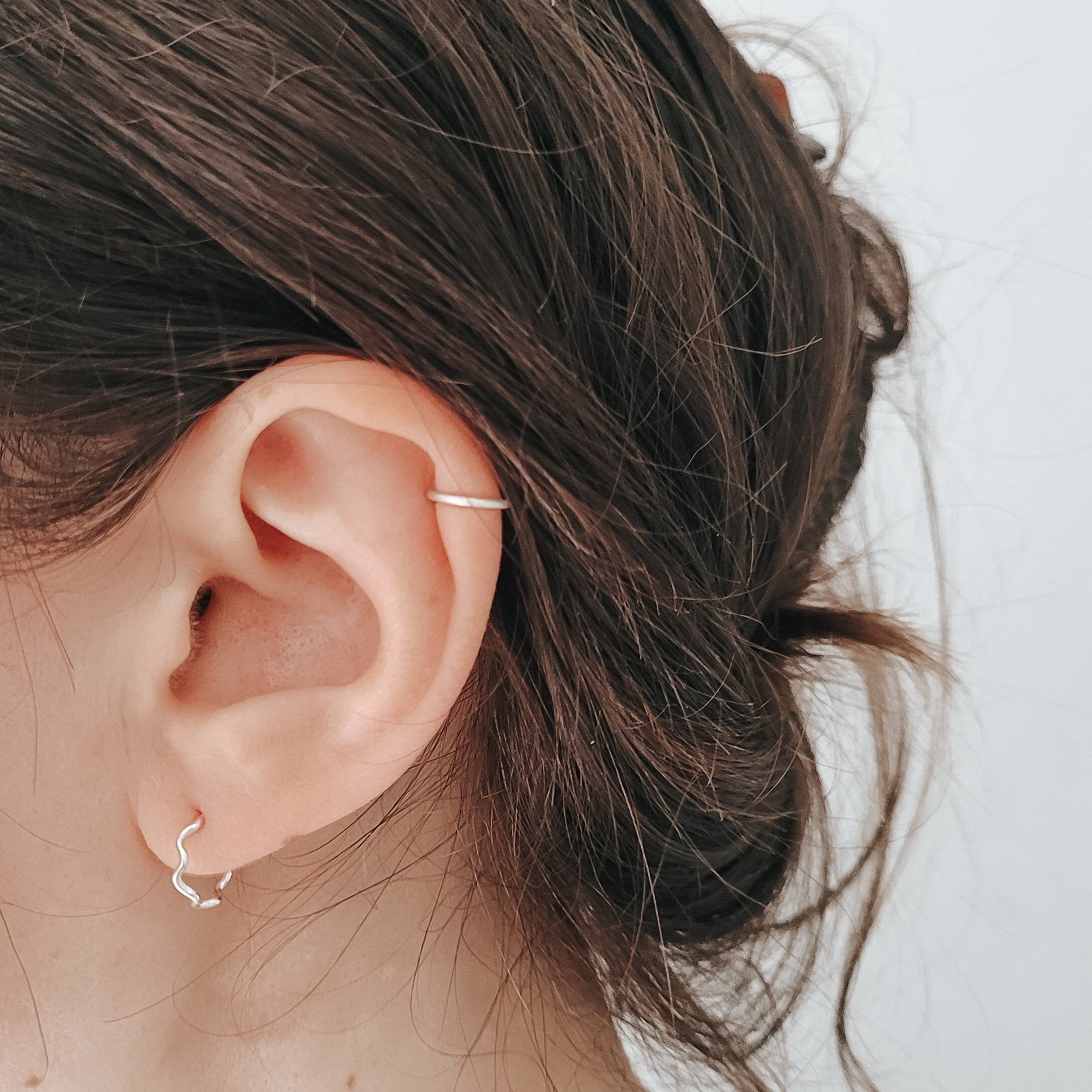 Wavy earrings Recycled silver earrings Wave hoop earrings | Etsy