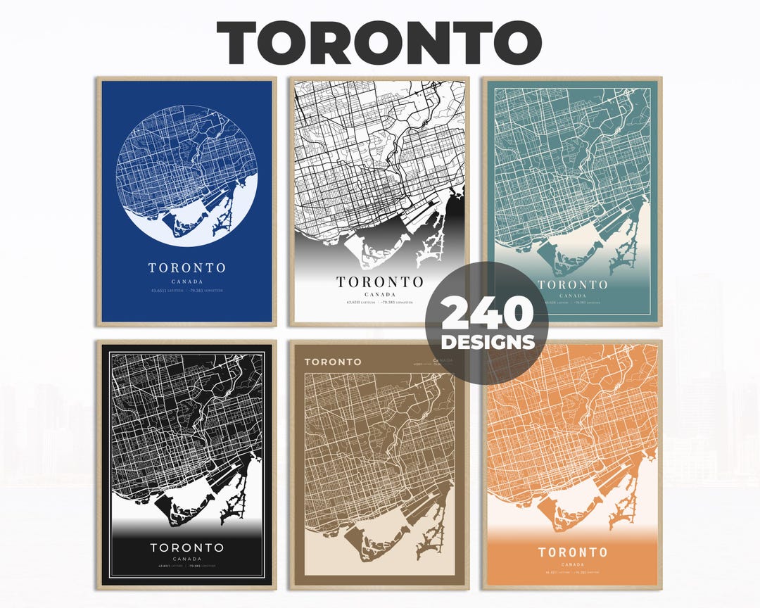 Map of Toronto, Toronto Cartography Map, Toronto City Wall Art, Canada ...