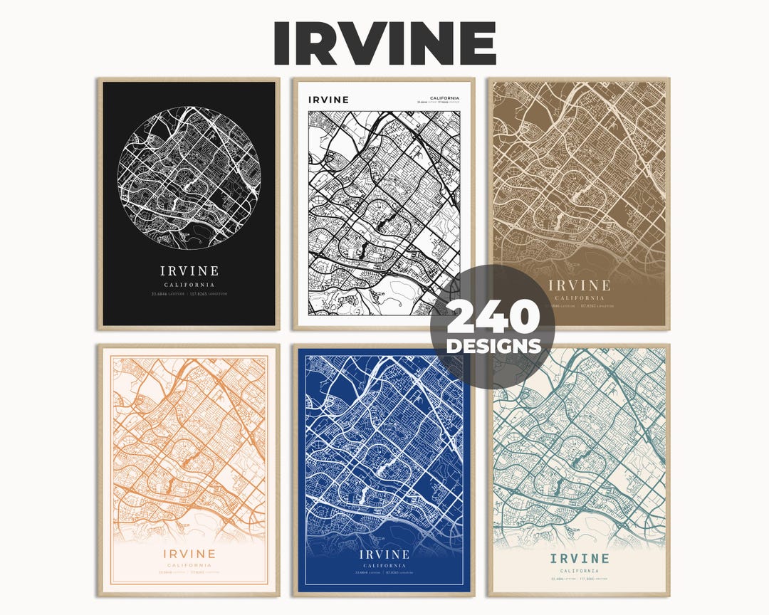 Irvine City Poster, Map of Irvine, Irvine Wall Decor, Irvine ...