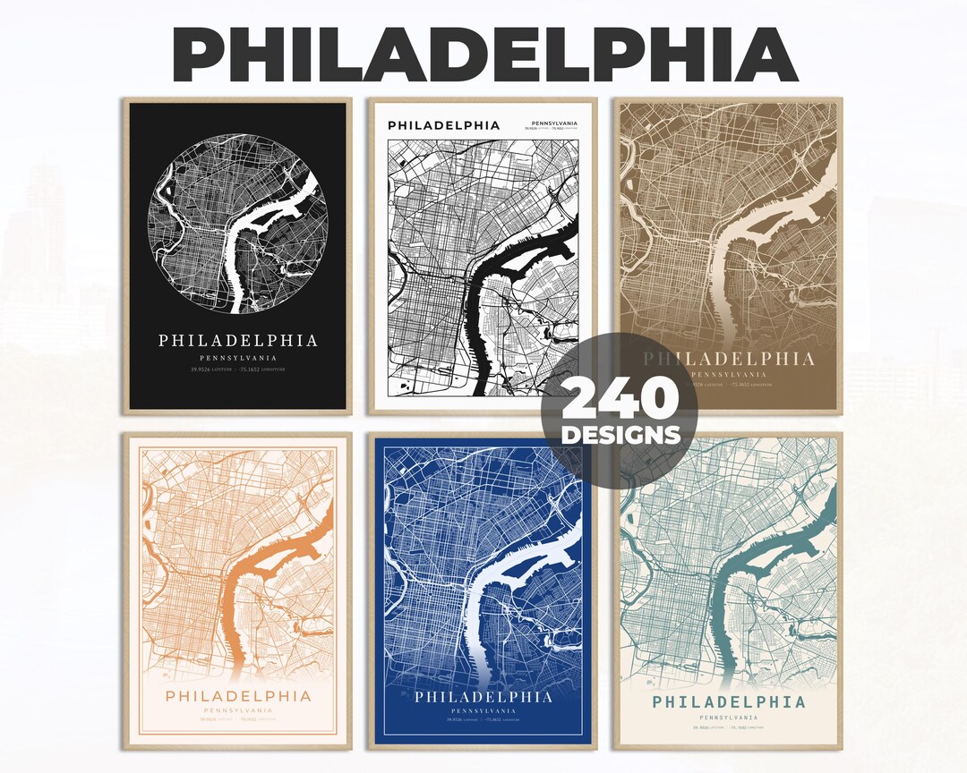 Philadelphia Wall Art, Pennsylvania Map Poster, Philadelphia ...