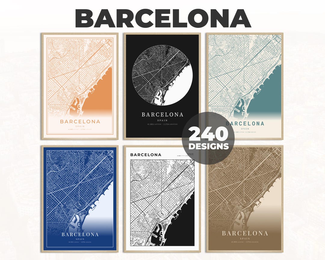 Barcelona City Wall Art, Barcelona Road Map Poster, Barcelona Poster ...