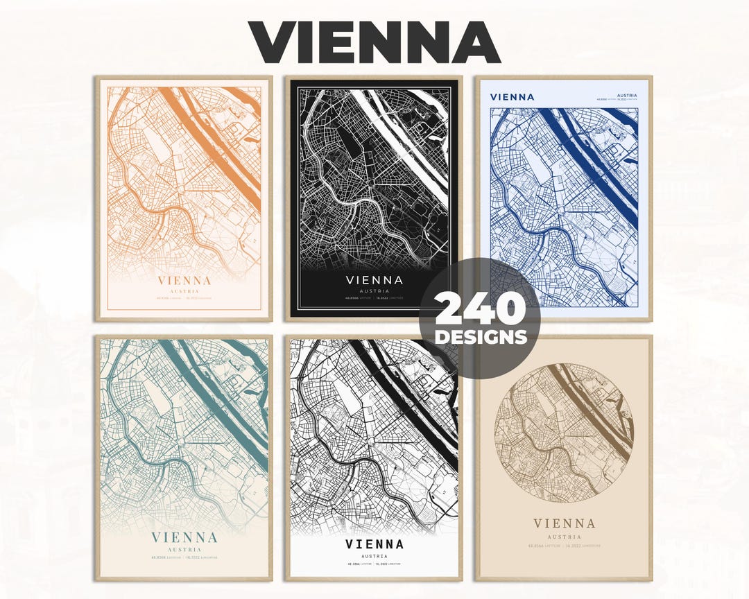 Vienna Map Print, Vienna Poster, Vienna Wall Decor, Vienna City Print ...