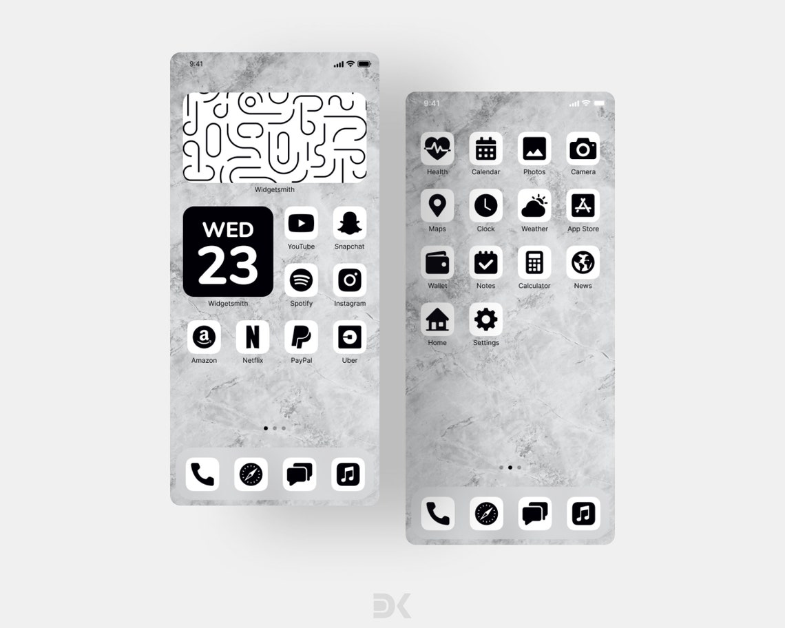 App Icons Ios Aesthetic Iphone Home Screen Themes Black - Etsy