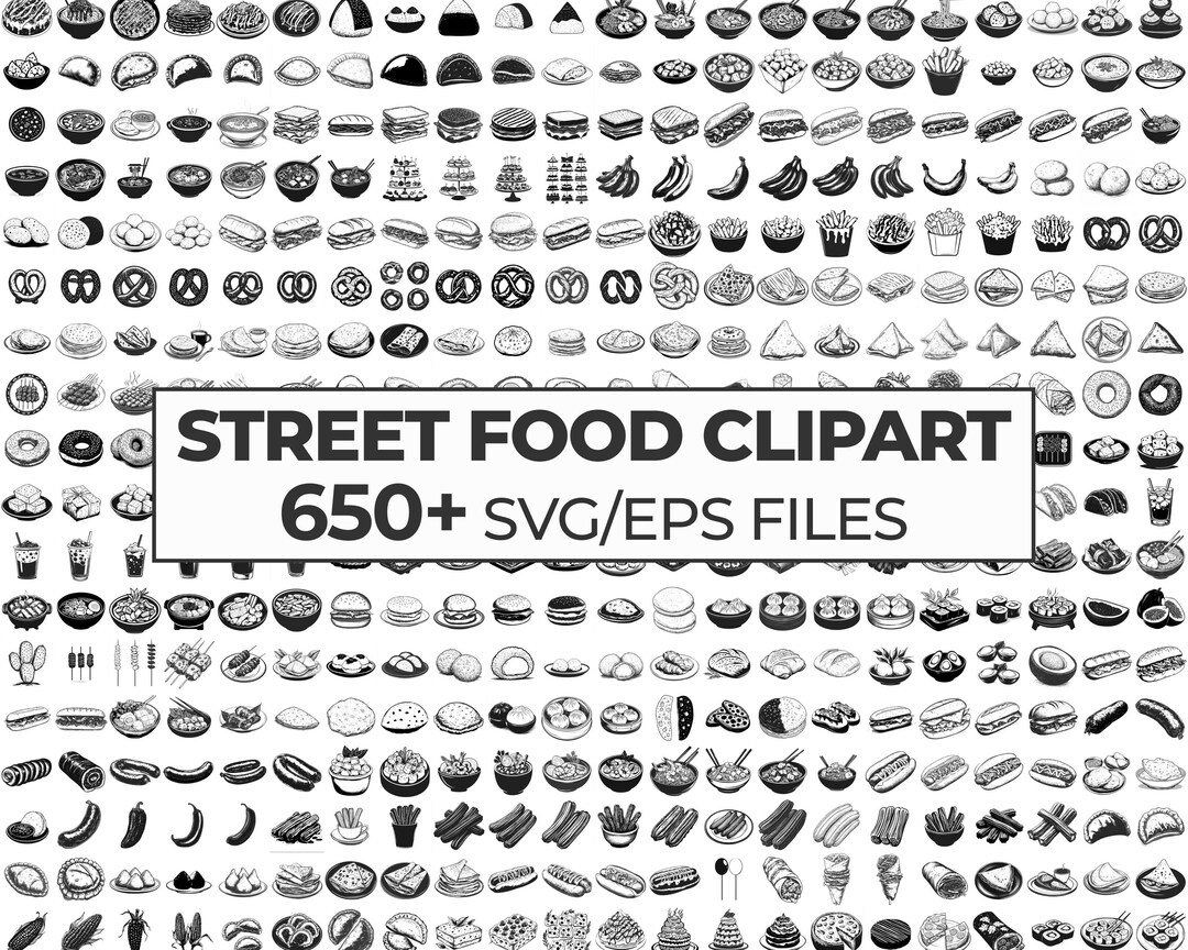 Street Food Clipart Bundle, Food Truck Vector Art, Street Food ...