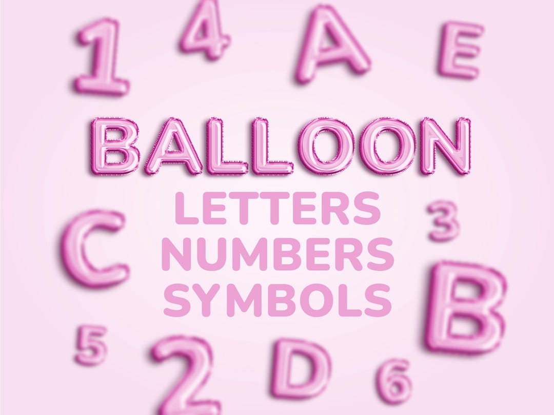 Pink Metallic Balloon Graphics, Pink Alphabet Clipart, Pink Digits ...