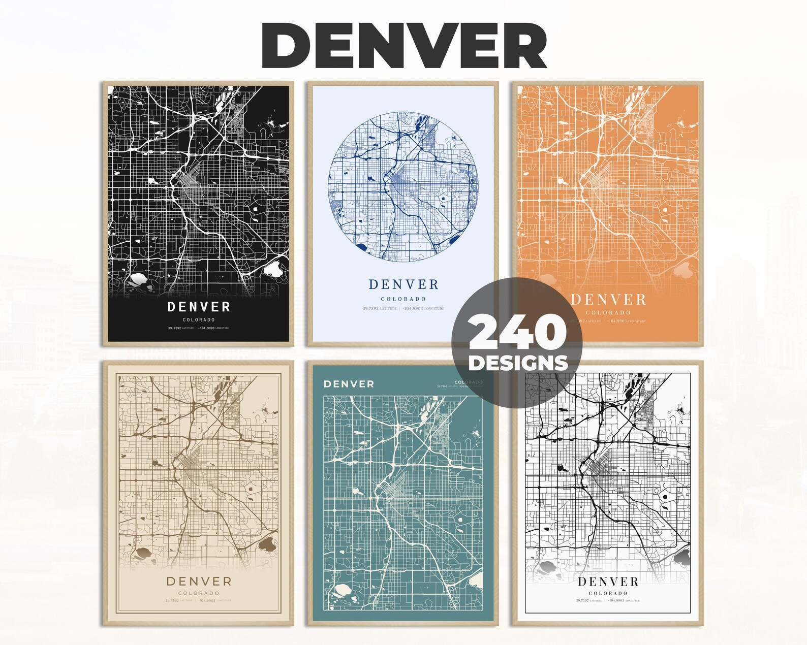 Denver City Print, Denver City Wall Art, Denver Wall Decor, Minimalist ...