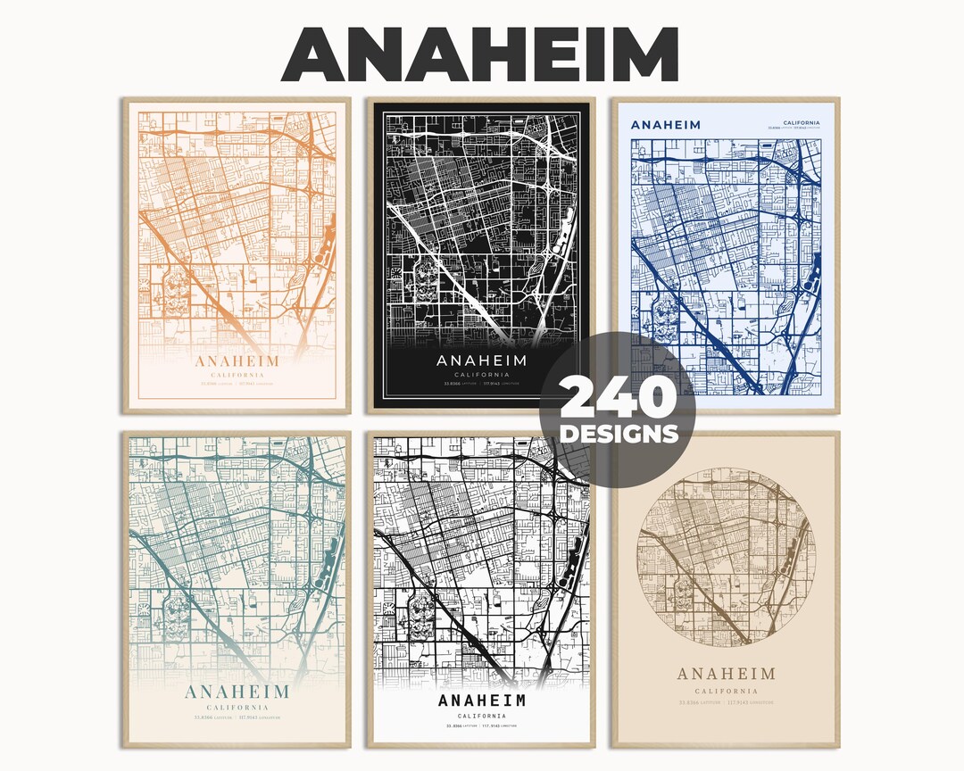 Anaheim Street Map Art, Anaheim Wall Decor, Anaheim City Poster ...