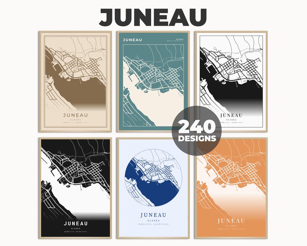 Juneau Wall Art, Juneau Street Map Poster, Digital Map Print, Juneau ...