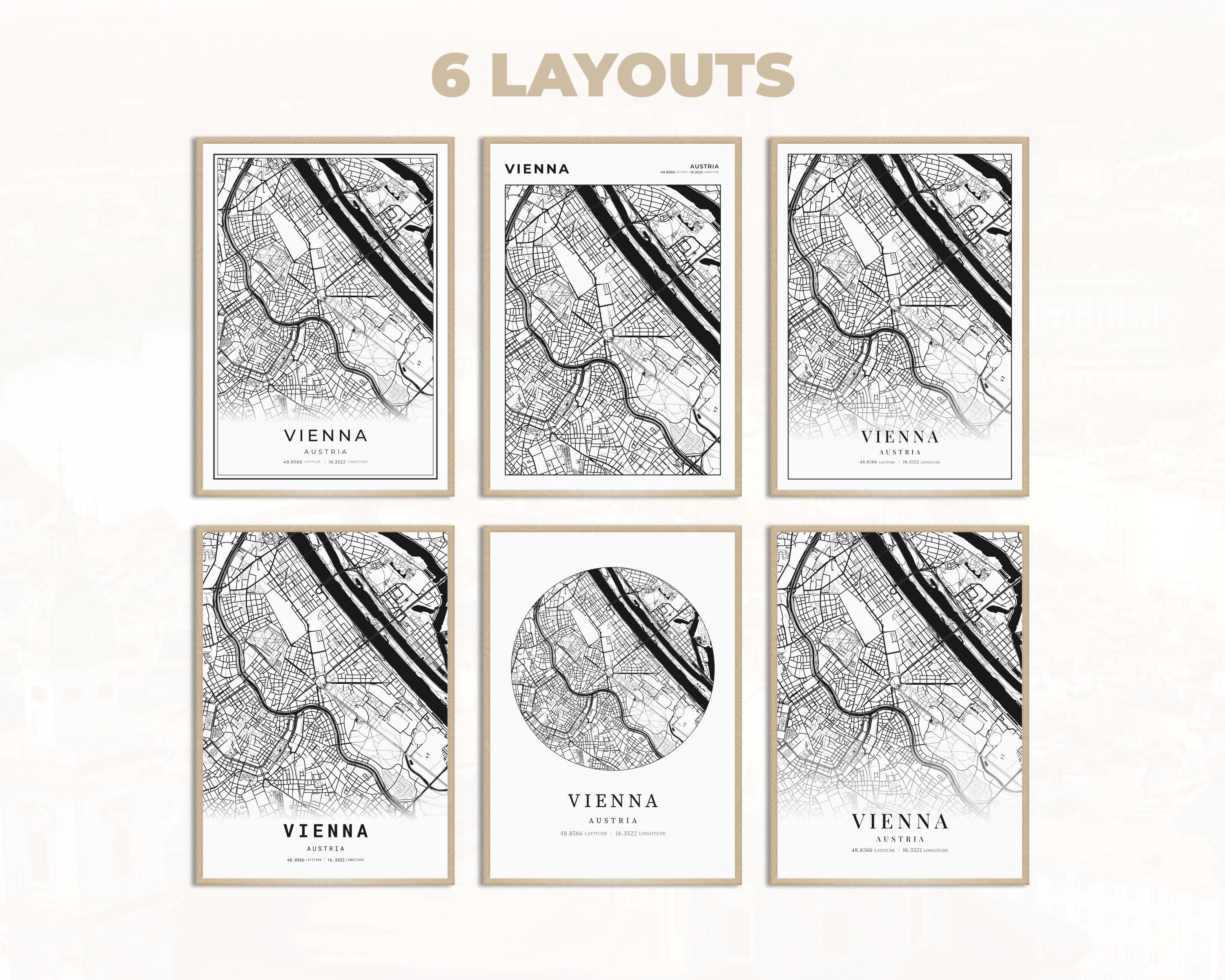 Vienna Map Print, Vienna Poster, Vienna Wall Decor, Vienna City Print ...