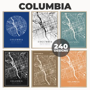 Columbia City Print, Columbia Wall Decor, Columbia Map Print, Columbia ...