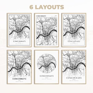 Cincinnati Wall Print, Cincinnati Map Art, Road Map Poster, Cincinnati ...