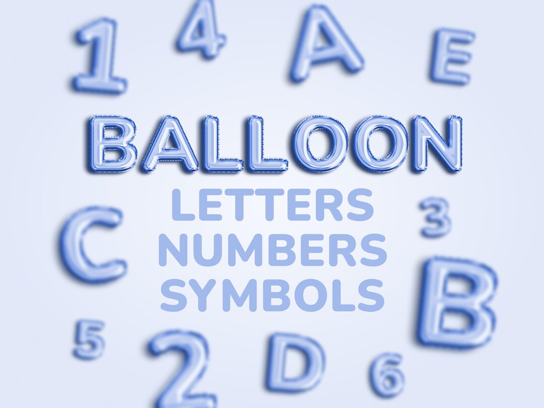 Blue Balloon Letters & Numbers Clipart, Blue Foil Alphabet and Numbers ...