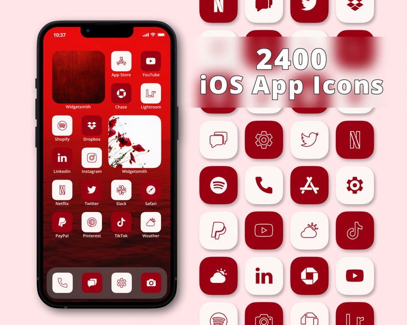 Red Ios App Icons Aesthetic App Icons Red App Covers Red - Etsy