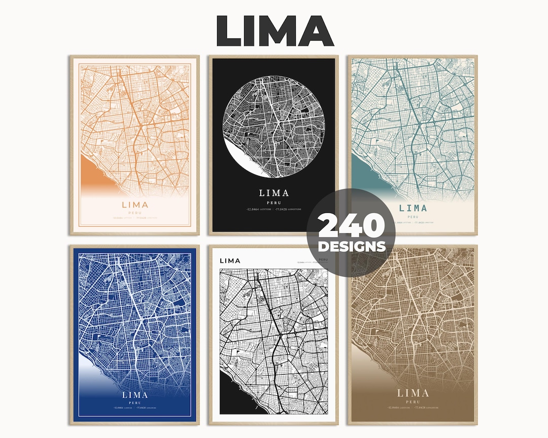 Lima Wall Map Poster, Minimalist Lima City Map Print, Modern Lima Map ...