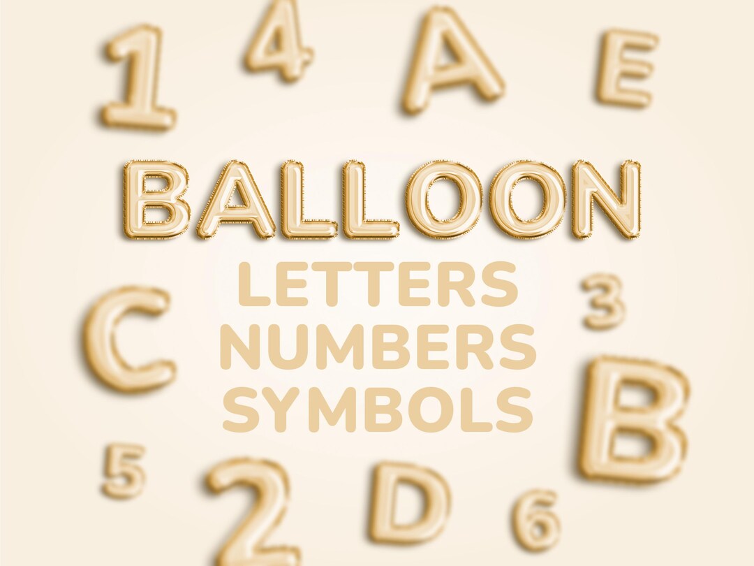 Gold Foil Balloons Letters and Numbers Clipart, Gold Alphabet Digital ...