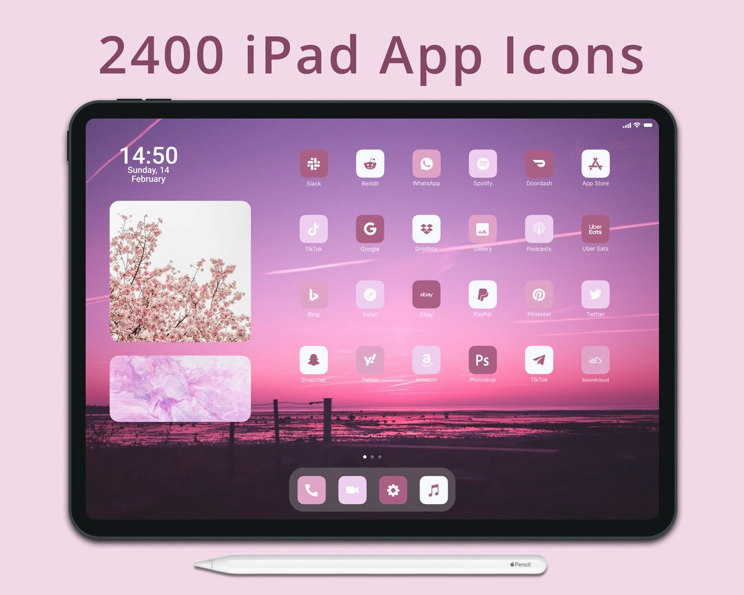 Pink Sunset Themed iPad App Icon Pack | iPad Desktop Icons | Ios Icons ...