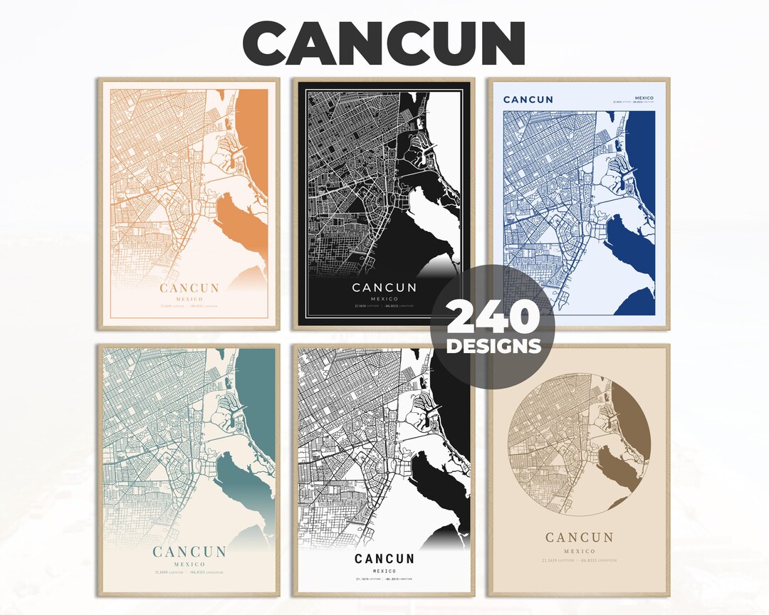 Cancun Map Art Print, Cancun City Poster With Minimalist Design, Cancun ...