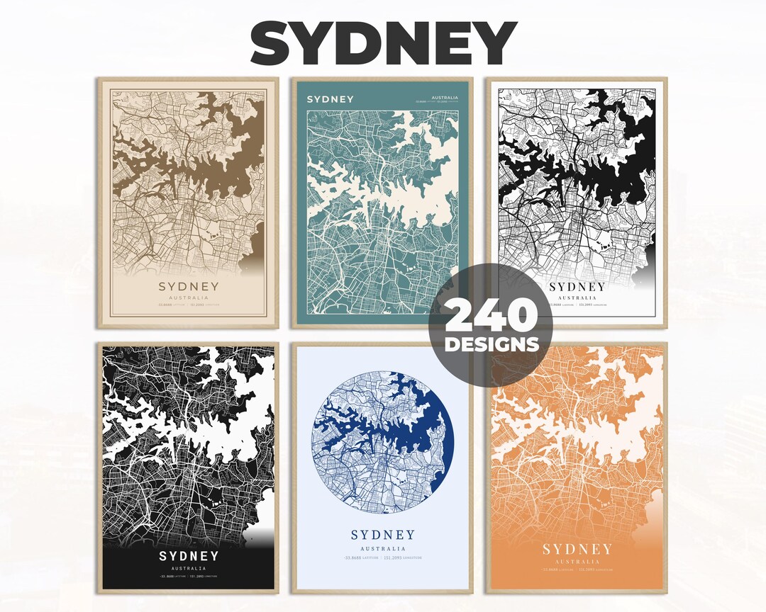 Sydney Map Print, Sydney City, Sydney Poster, Sydney City Print, Road ...