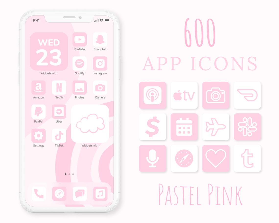 Pink Pastel App Icons Bundle 600 Aesthetic Custom Themed App | Etsy