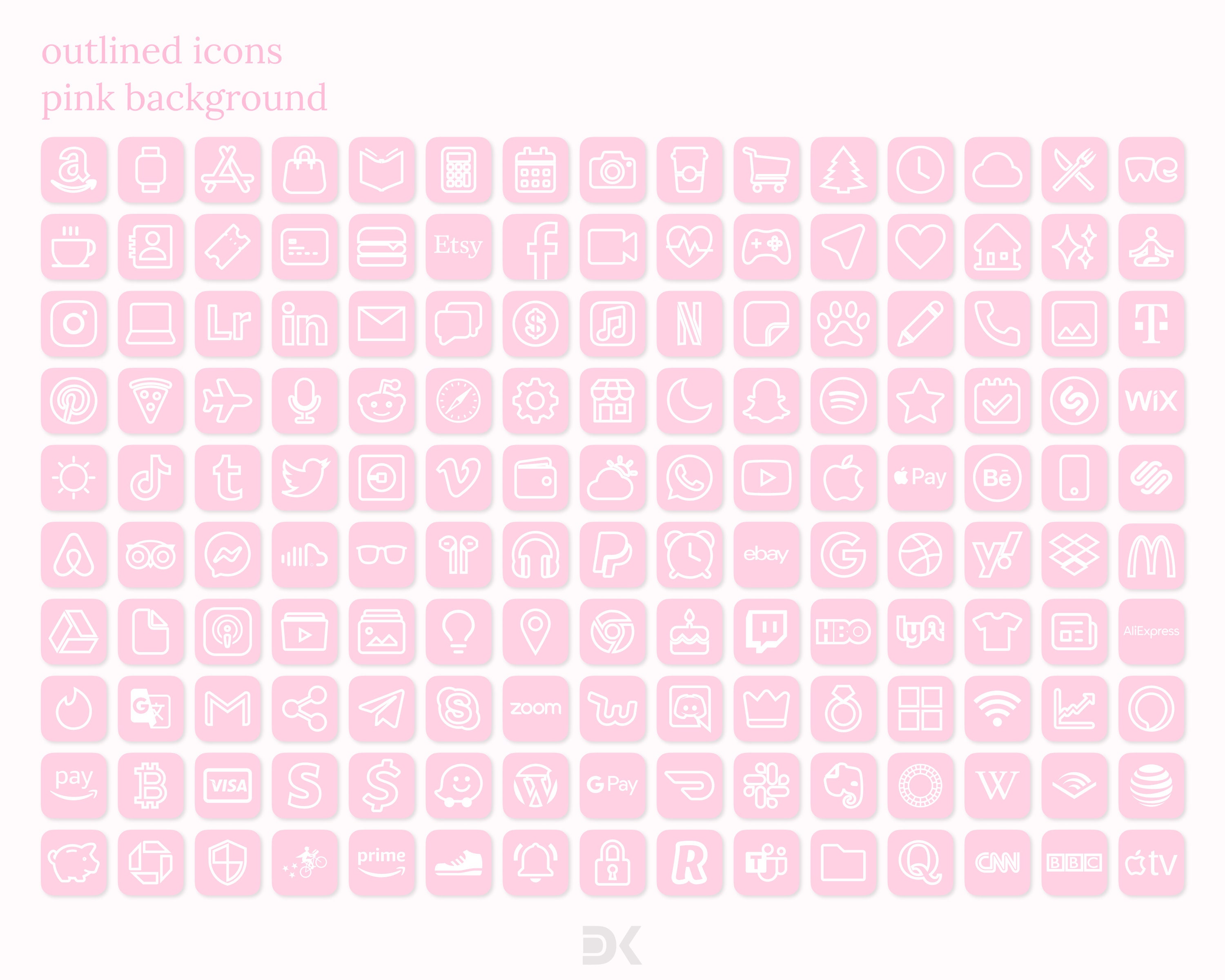 Pink Pastel App Icons Bundle 600 Aesthetic Custom Themed App - Etsy UK