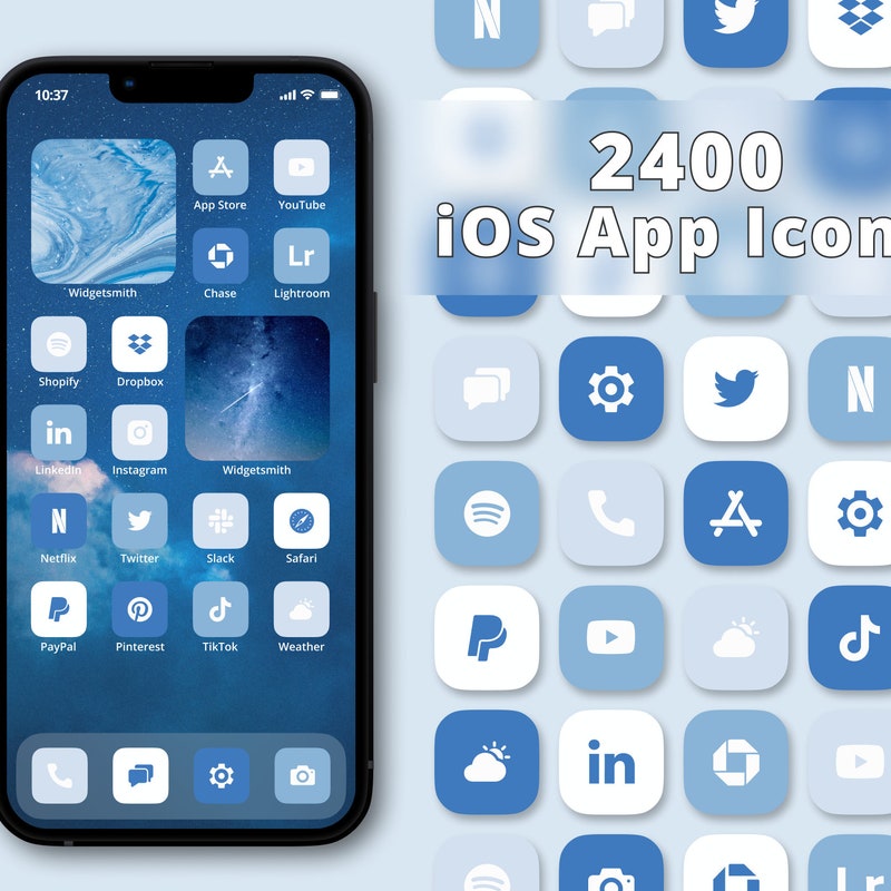 Blue App Icon Pack - Etsy