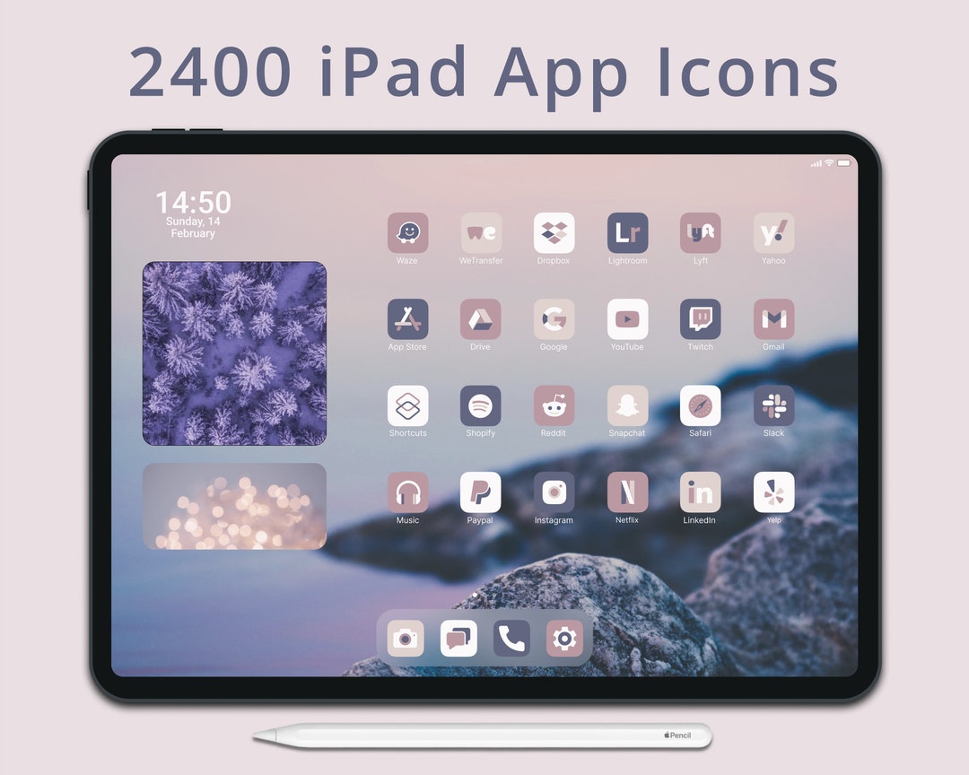 Purple iPad App Icons | iPad Desktop Icons | Beige Ios Icons Pack | Purple iPad Icons | Pink App ...