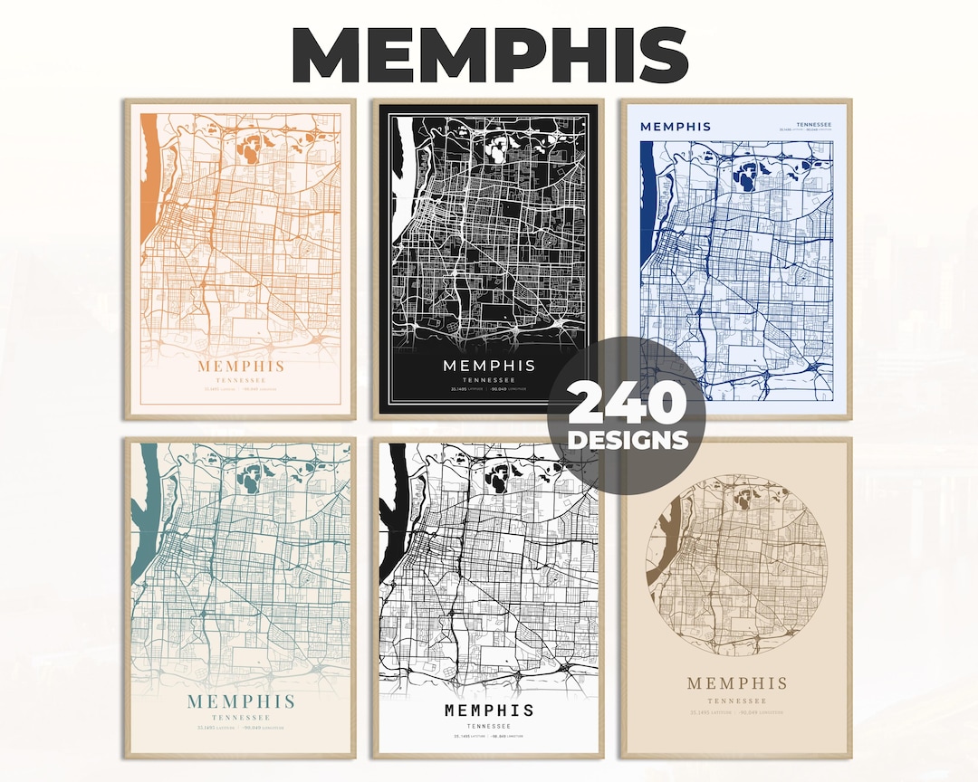 Memphis Wall Decor, Road Map Poster, Memphis City Print, Memphis Map ...