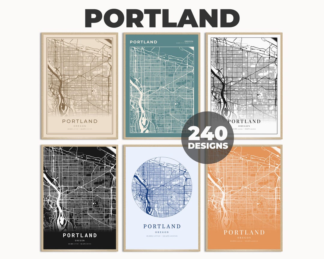 Oregon Map Poster, Portland City Print, Portland Street Map Art, Black ...