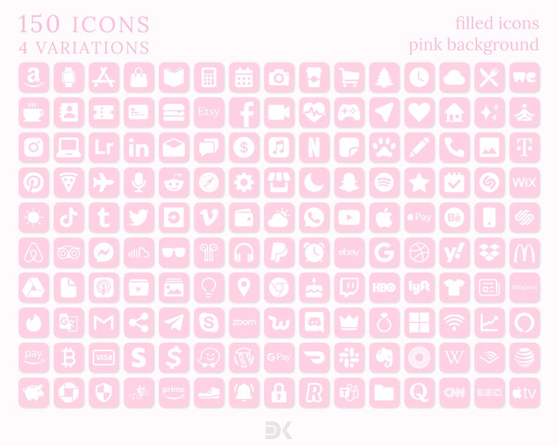 Pink Pastel App Icons Bundle 600 Aesthetic Custom Themed App - Etsy