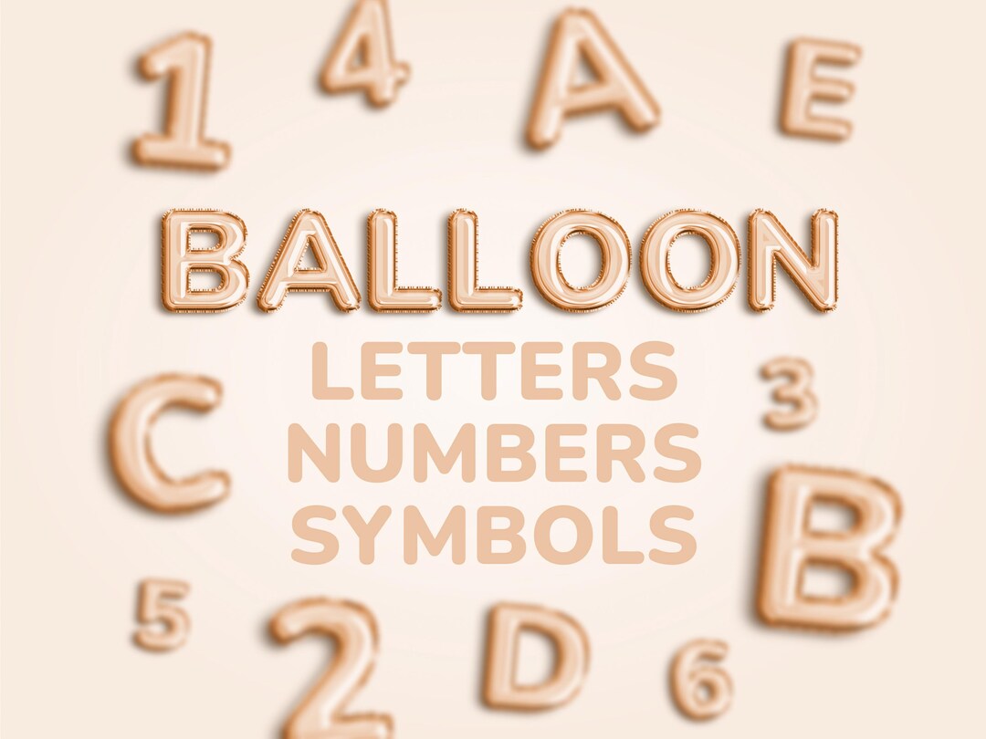 Orange Foil Balloon Numbers and Letters Clipart Bundle, Orange Metallic ...