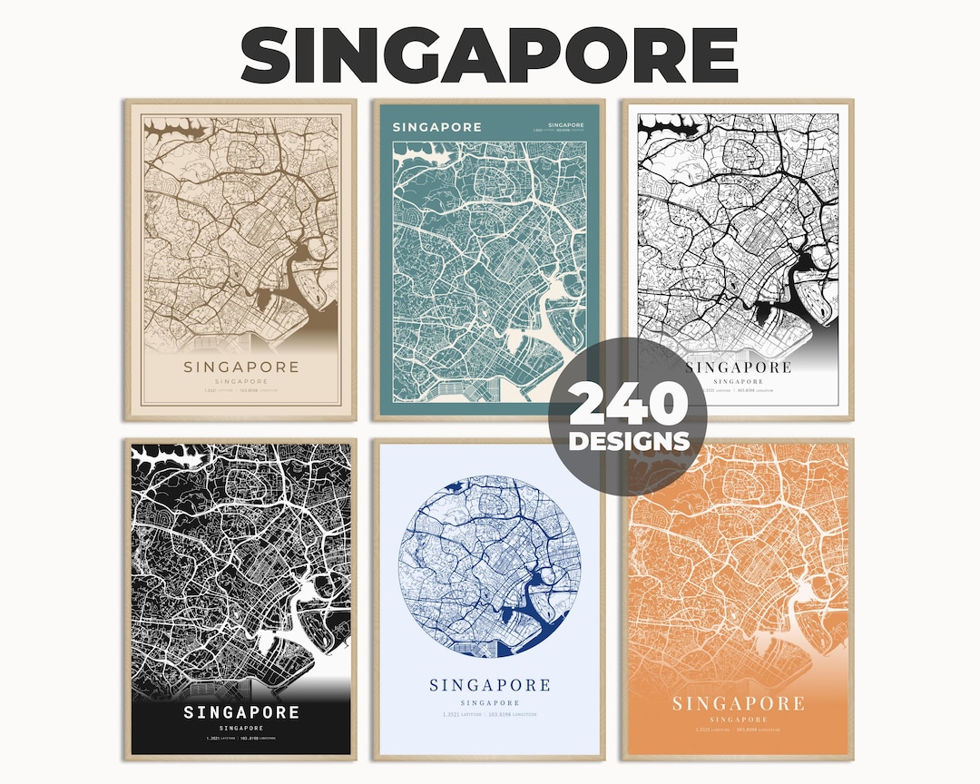 Singapore Cartography Map, Singapore Street Map Art, Singapore Wall ...