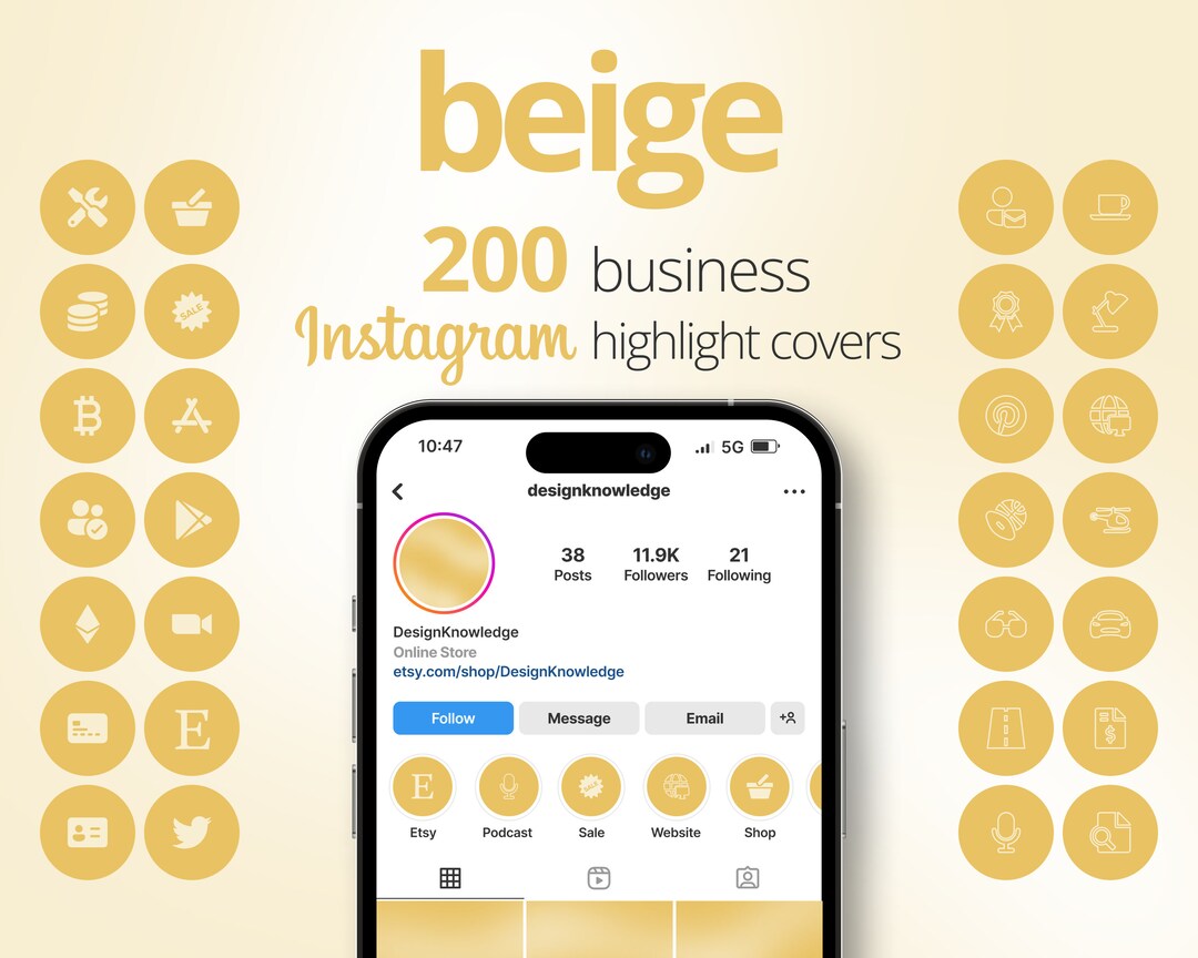 Instagram Highlight Covers, Business Instagram Story Covers, Beige ...
