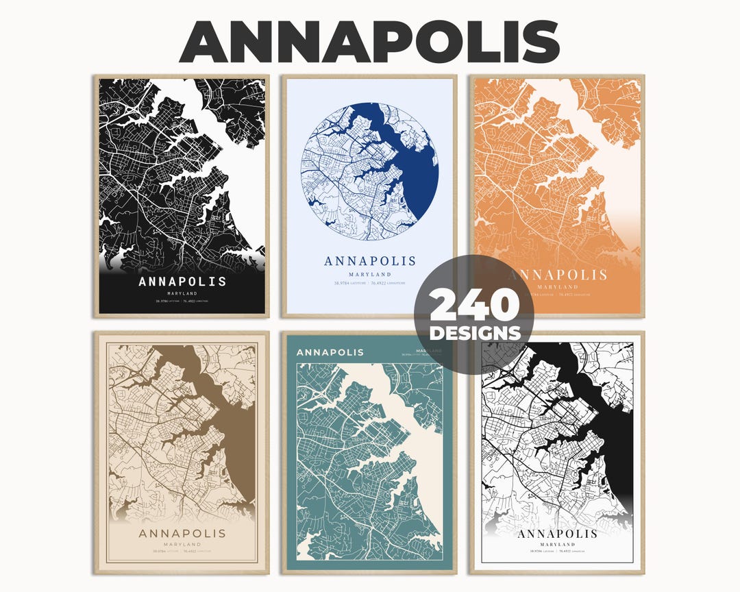 Annapolis Poster, Annapolis Road Map Poster, Annapolis Cartography Map ...