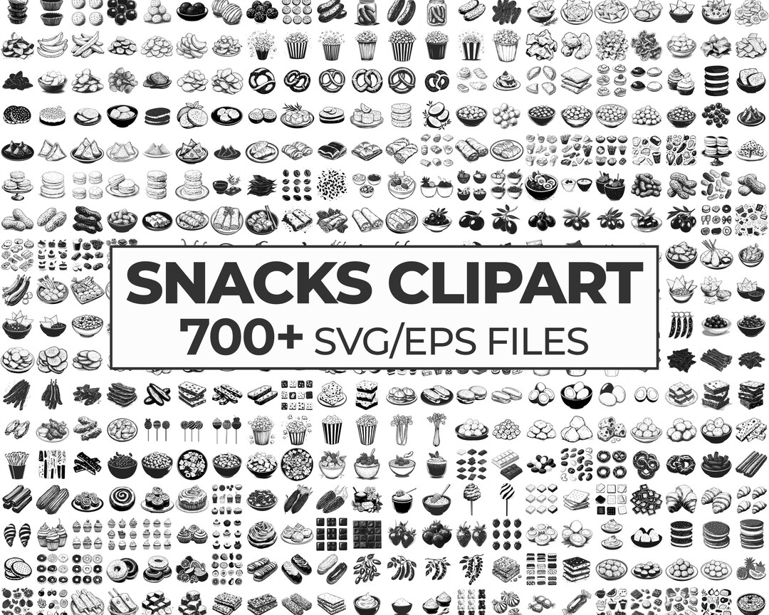 Snacks Clipart & Silhouettes Bundle, Snacks Vector Art Collection ...